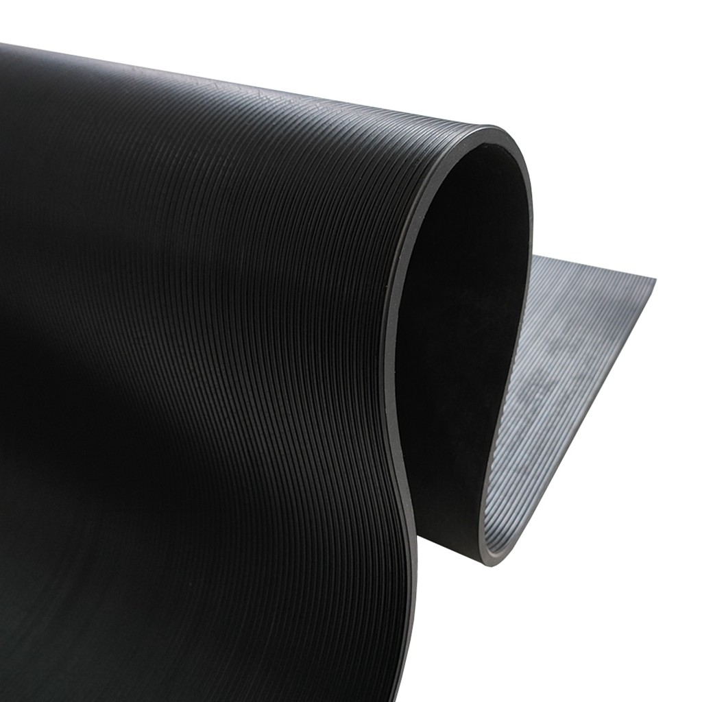 Anti Slip Black Garage Rubber Mat Flooring Custom Pattern Corrugated ...